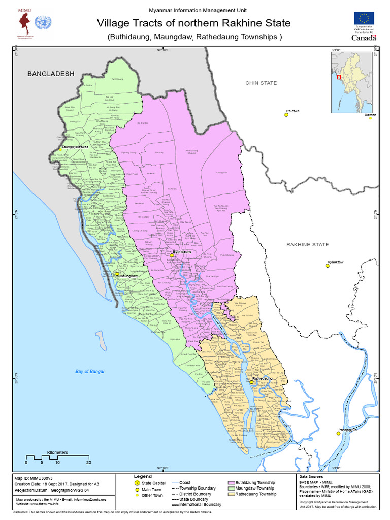 Village Tracts Map of Northern Rakhine | PDF | Cartography | Geographic ...