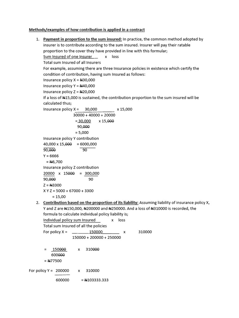 7490 - Examples of How Contribution Is Applied in A Contract | PDF ...