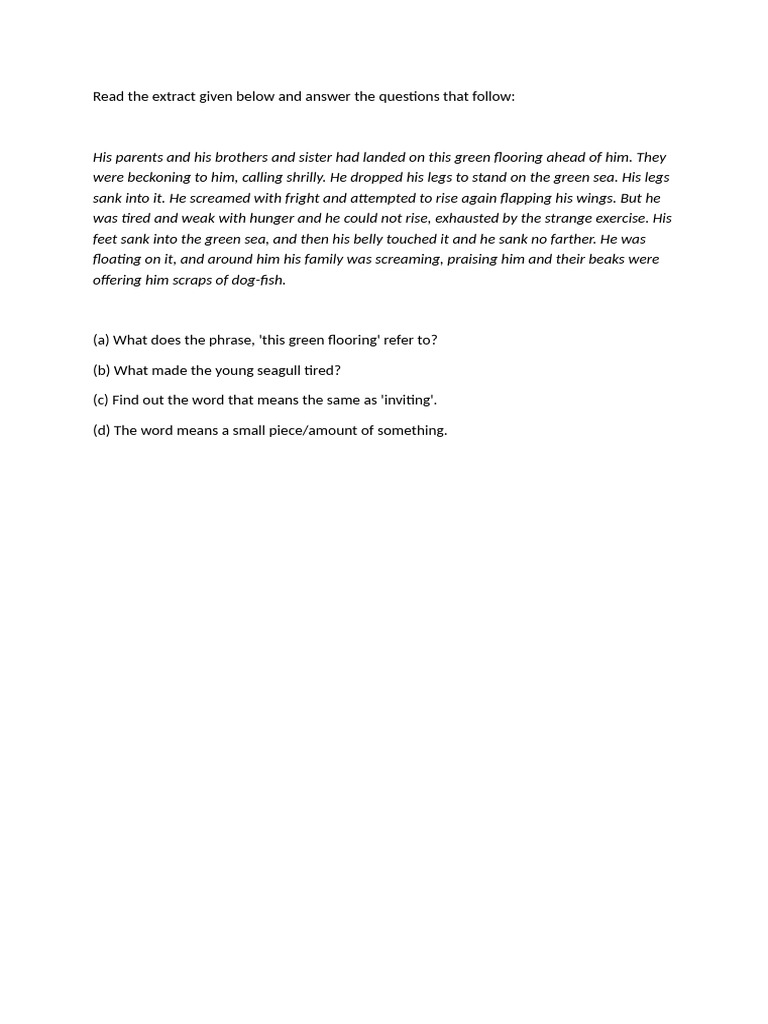 Read The Extract Given Below and Answer The Questions That Follow | PDF