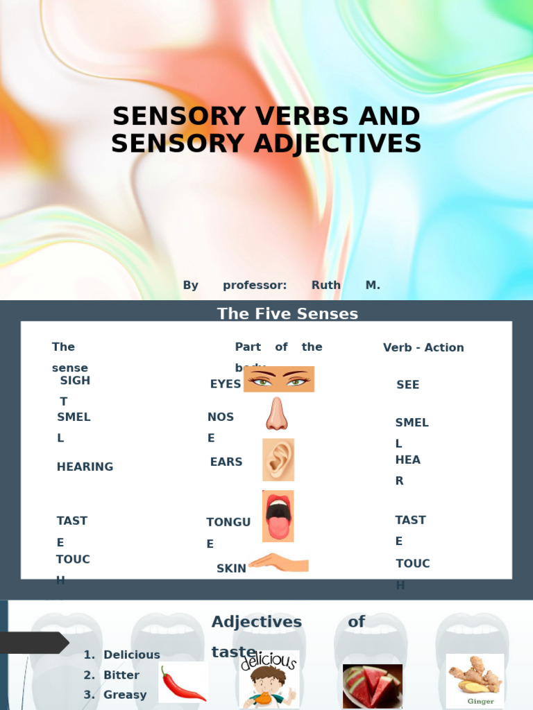 Sensory Verbs and Adjectives Flashcards 133759 | PDF
