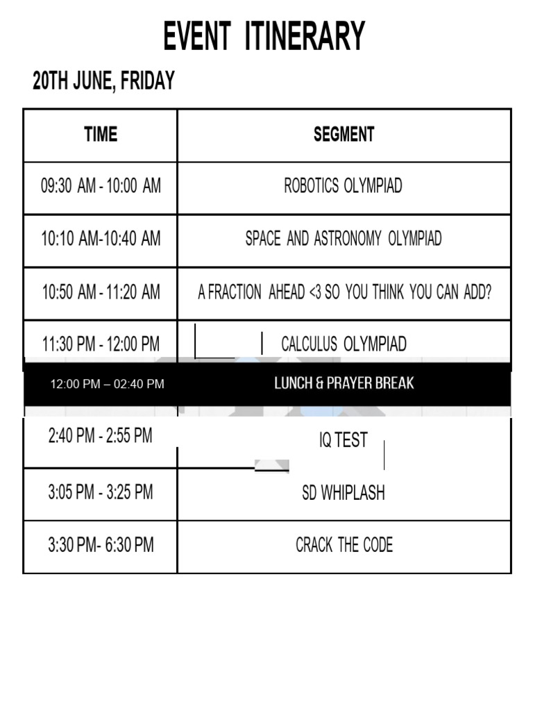 Itinerary Timings For Indian Time Zone | PDF