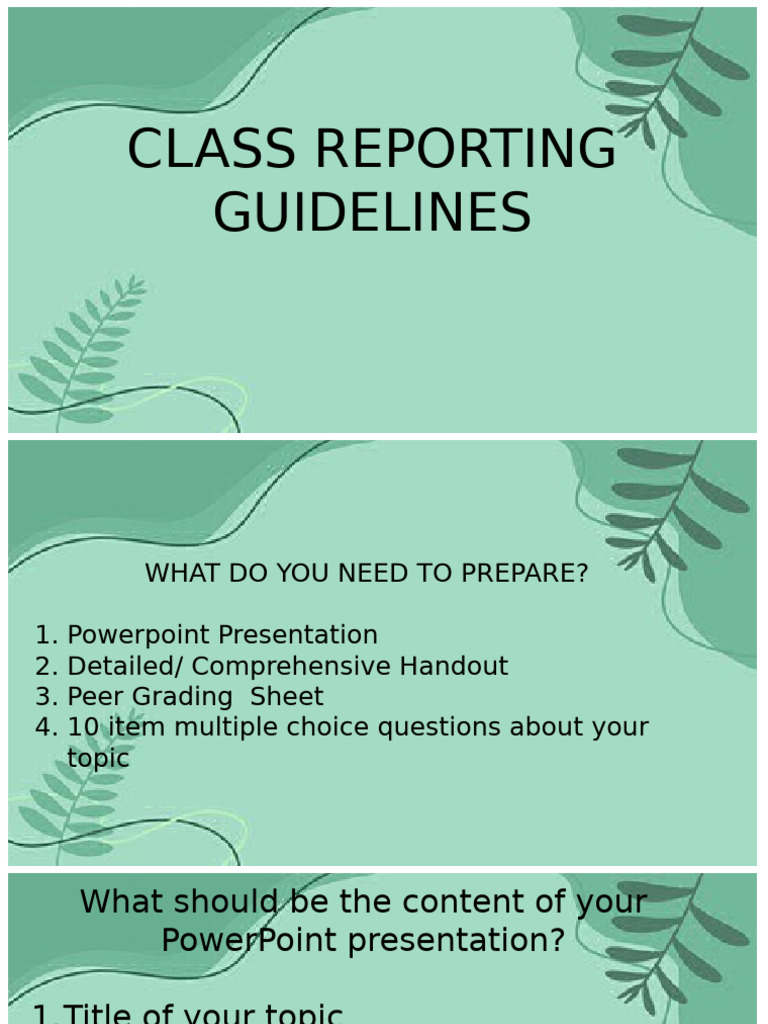 Class Reporting Preparation Guidelines | PDF