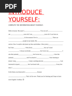 English Self Introduction Worksheet | PDF