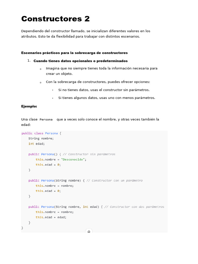 Explicacion de Los Constructores en Java 2 (Ok) | PDF