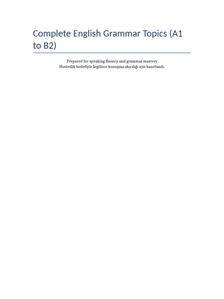 Complete English Grammar A1 To B2 Bilingual Final | PDF
