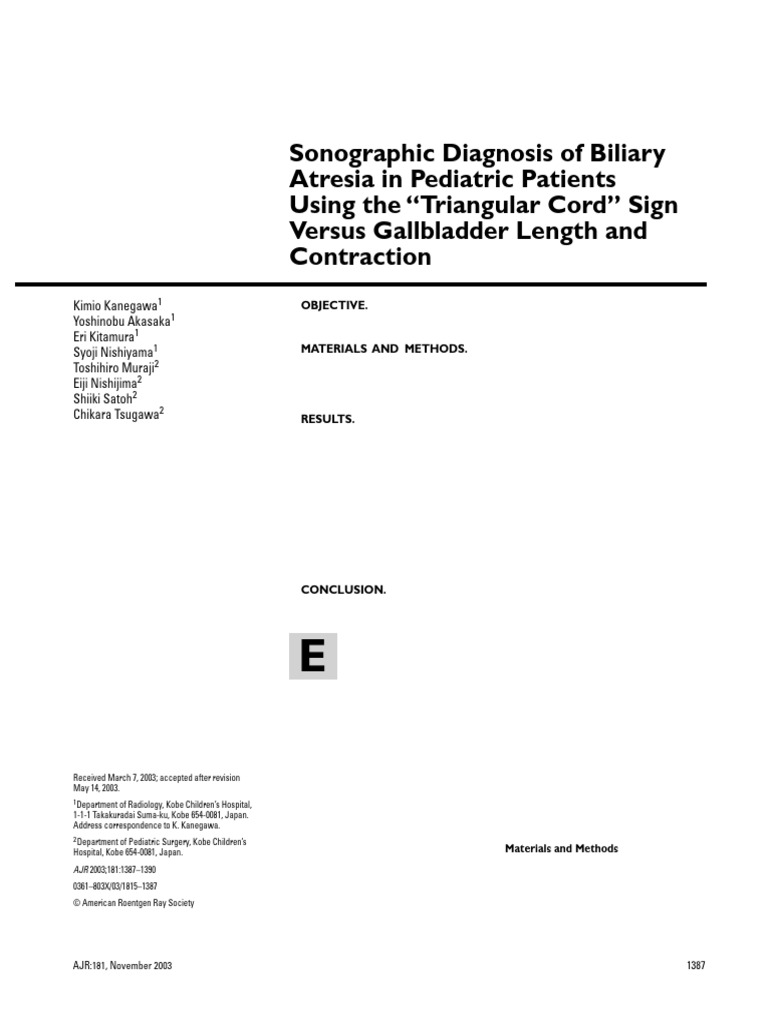 Nishiyama Et Al 2012 Sonographic Diagnosis of Biliary Atresia in ...