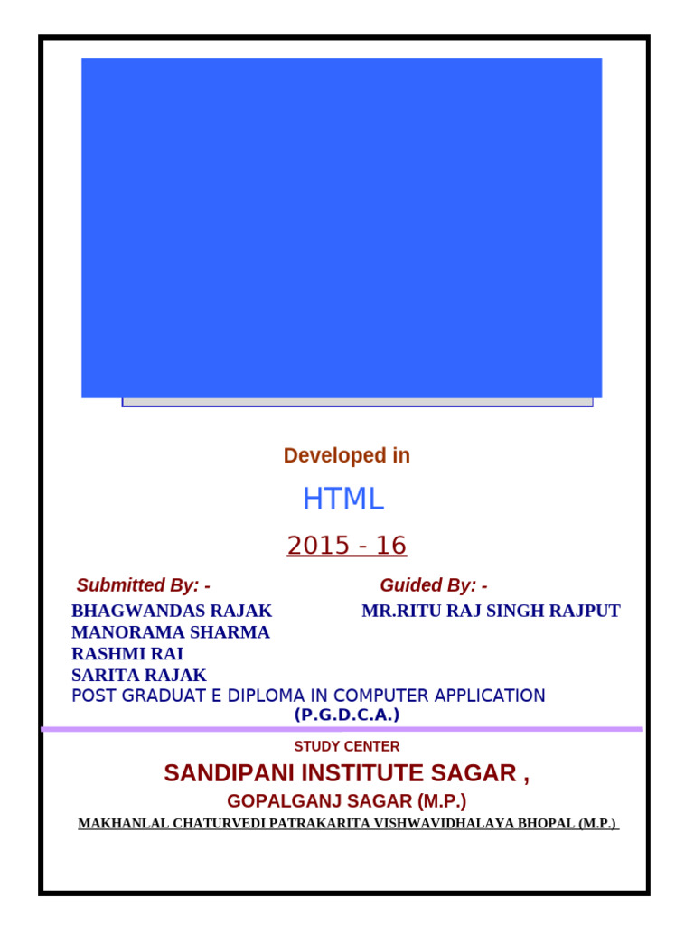HTML Project Pgdca | PDF | World Wide Web | Internet & Web