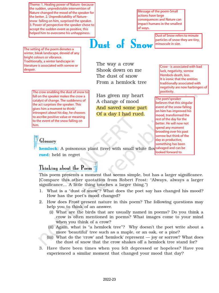 Poem Dust of Snow Annotated | PDF
