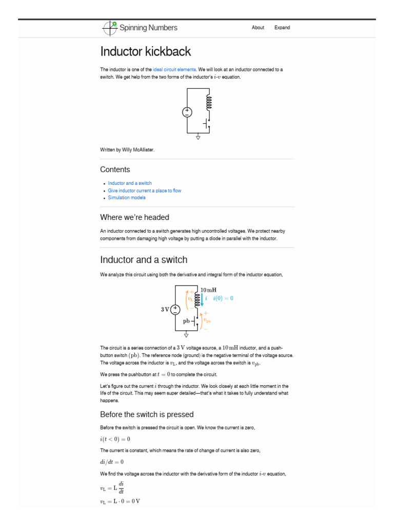 Inductors - Inductor Kickback, Flyback Diodes | PDF | Electrical ...