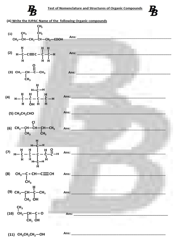Test of Nomenclature 240807 202638 | PDF | Chemical Compounds | Chemistry