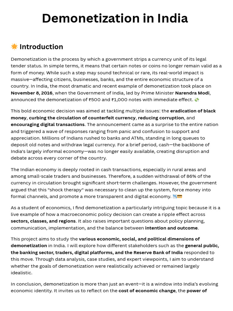 Demonetization in India - 20250620 - 122115 - 0000 | PDF | Money ...
