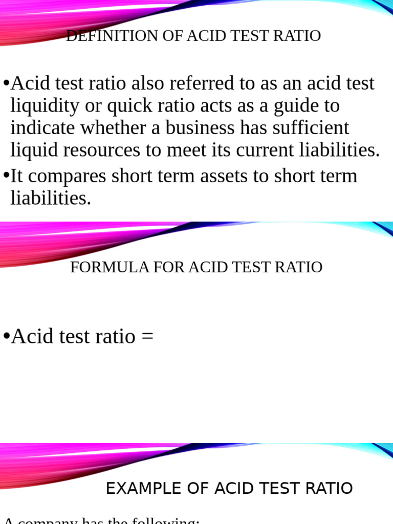 Definition of Acid Test Ratio | PDF