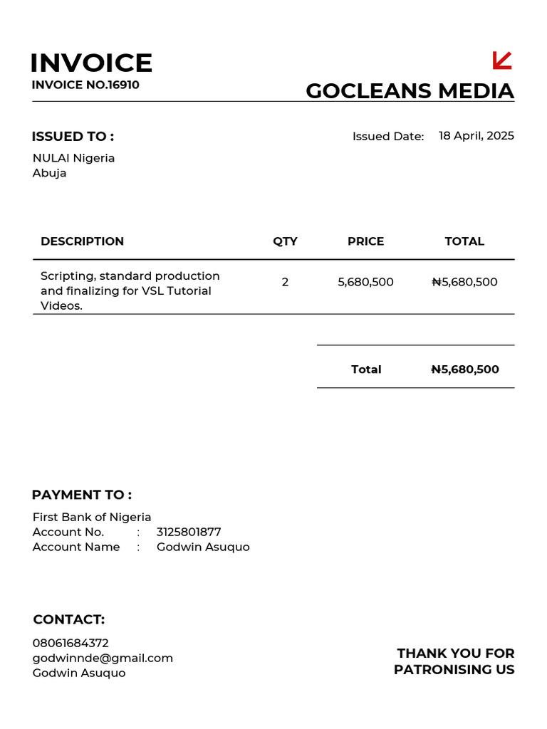 GoCleans Media Invoice | PDF