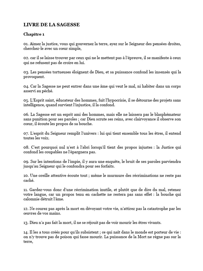 Livre de la sagesse : justice et vérité | PDF | Dieu | Sagesse