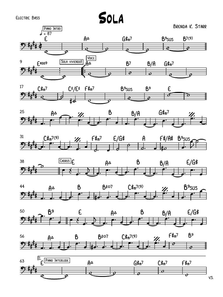 Sola (Sib7) - Electric Bass | PDF