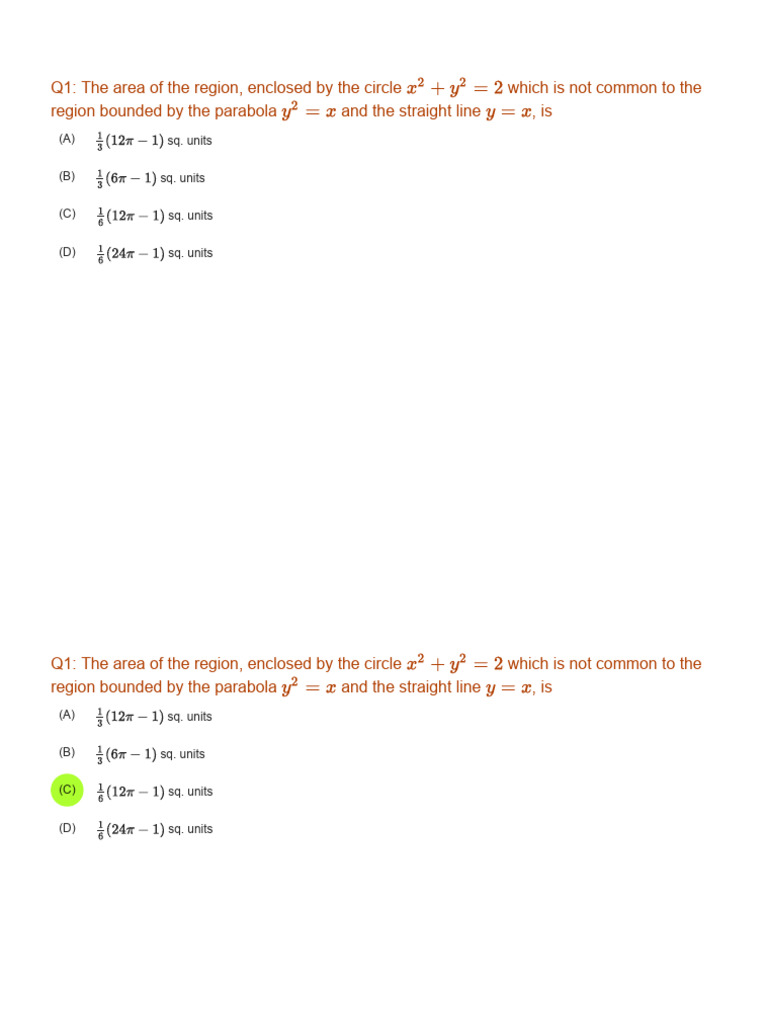 Area Under Curves - JEE Mains PYQ 2020-2022 | PDF | Analytic Geometry | Geometry