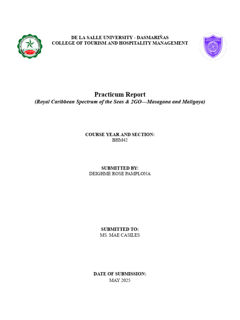 Practicum Report-Deighme Rose Pamplona | PDF | Tourism