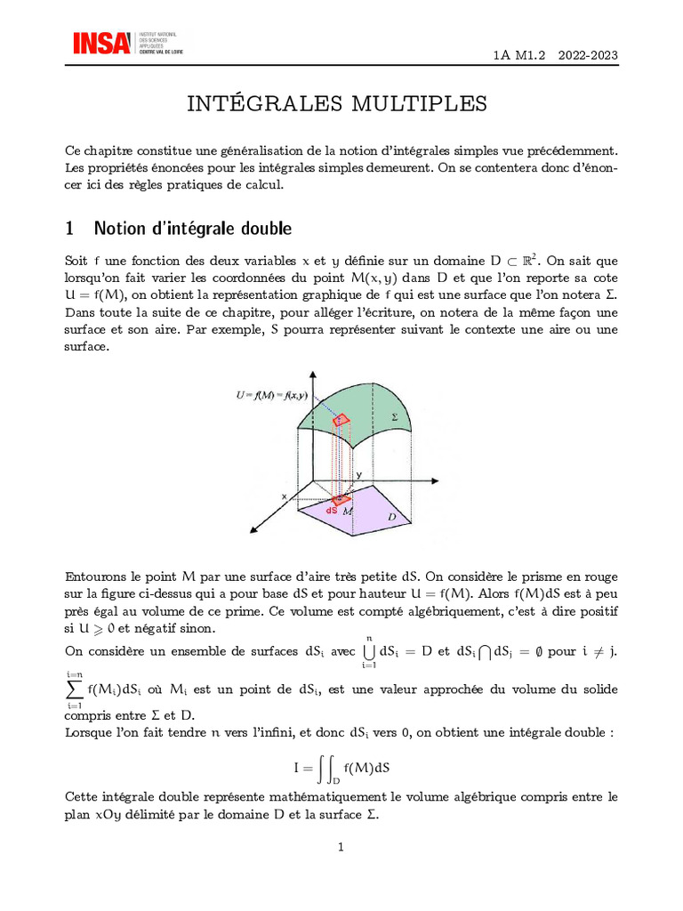 Intégrales doubles : concepts et calculs | PDF | Intégral | Le volume