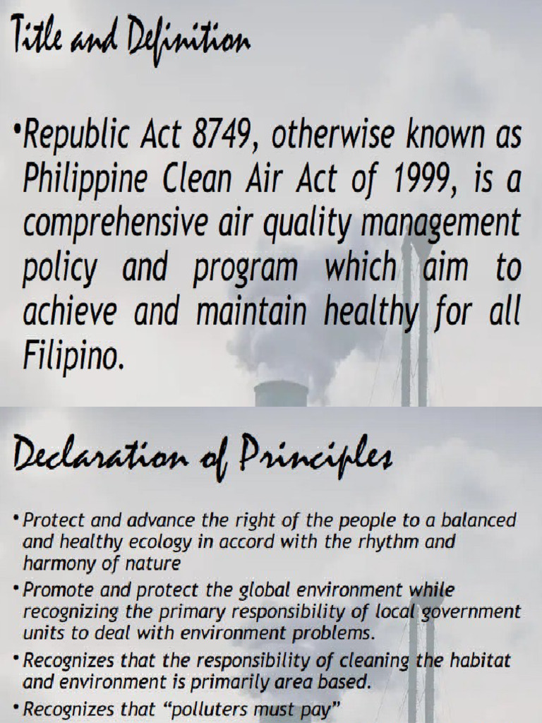 Philippine Clean Air Act of 1999 Angcon | PDF