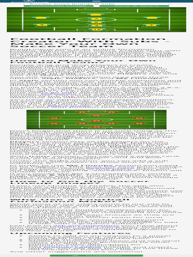 Football Formation Creator - Make Your Team and Share Tactics 2 | PDF ...
