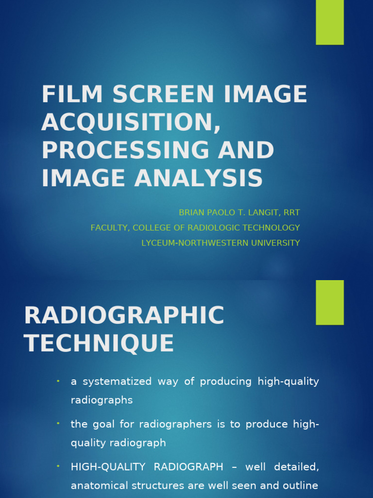 Film Screen Image Acquisition Processing and Image Analysis 1 | PDF | Radiography