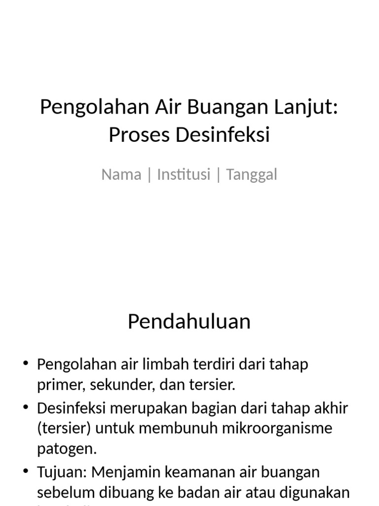 Pengolahan Air Buangan Lanjut Desinfeksi Diagram | PDF