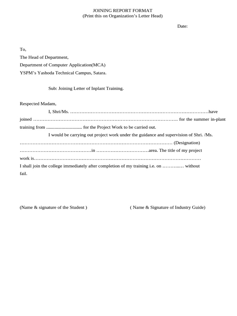 Joining Report Format | PDF