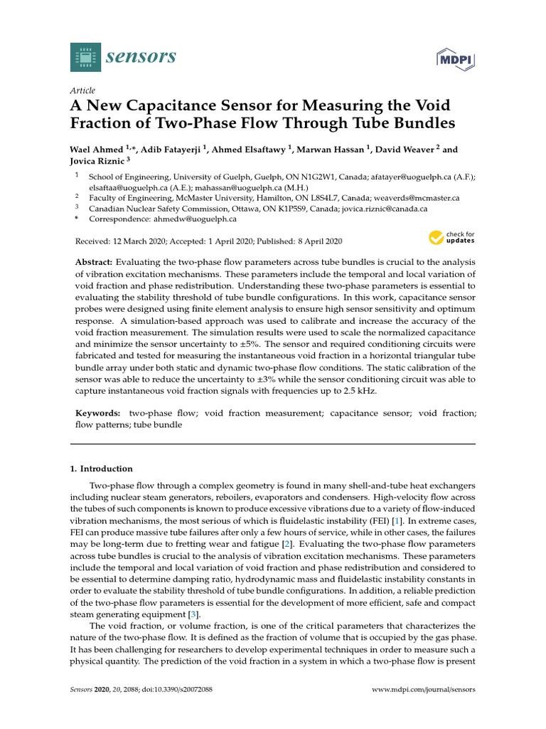 A New Capacitance Sensor For Measuring The Void Fraction of Two-Phase Flow Through Tube Bundles ...