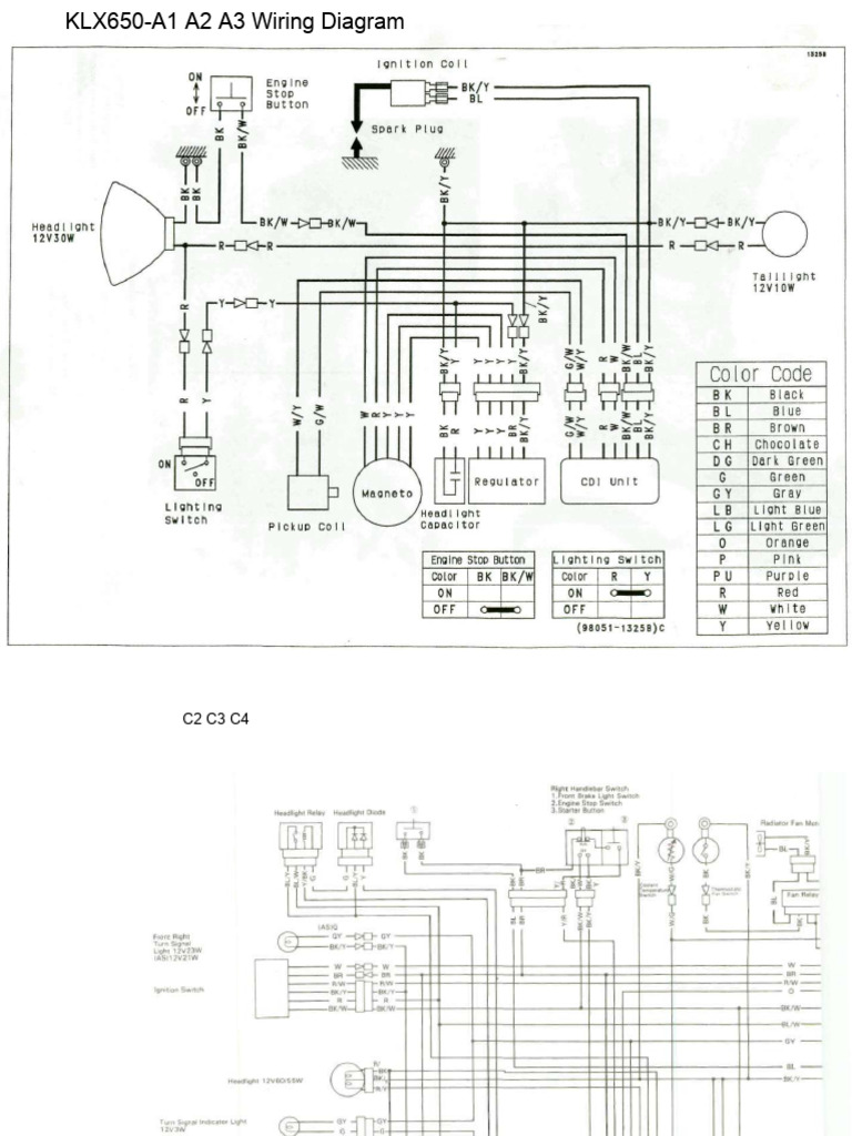 KLX650 A1 A2 A3 Wiring Diagram | PDF | Manufactured Goods | Electrical ...