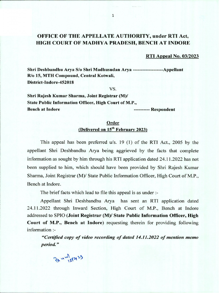 Rti Act 03-2023 | PDF