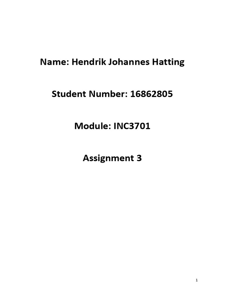 INC3701 Ass3 HJ Hatting 16862805 | PDF | Attachment Theory | Inclusion (Education)
