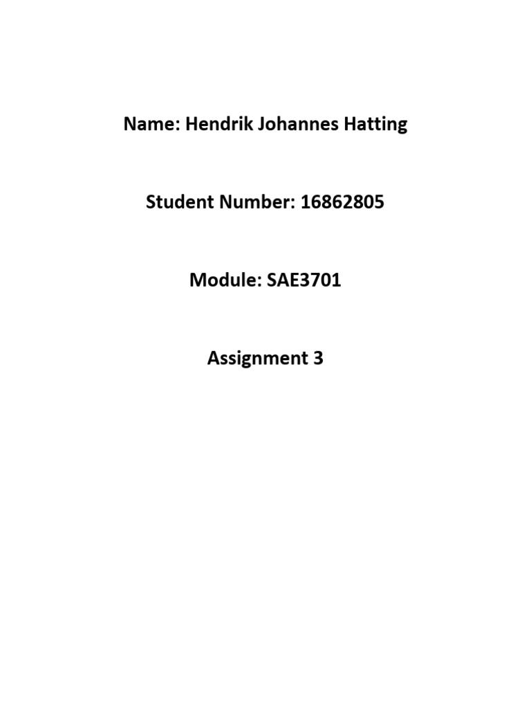 SAE3701 Ass3 HJ Hatting 16862805 | PDF | Teachers | Trade Union
