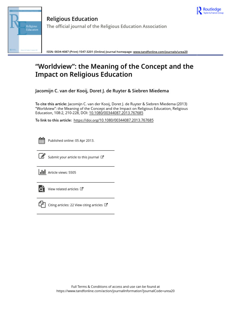 Worldview The Meaning of The Concept and The Impact On Religious ...