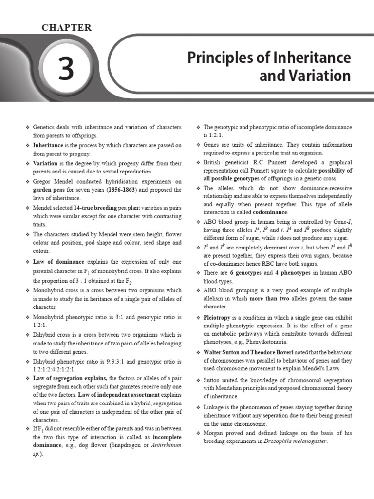 Inheritance and Variation Principles | PDF | Dominance (Genetics ...