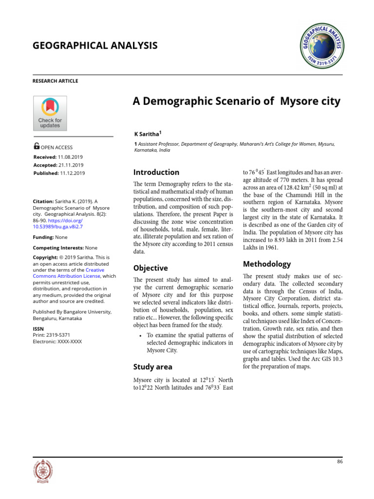 Mysore City Demographics 2011 Analysis | PDF | Demography | Literacy
