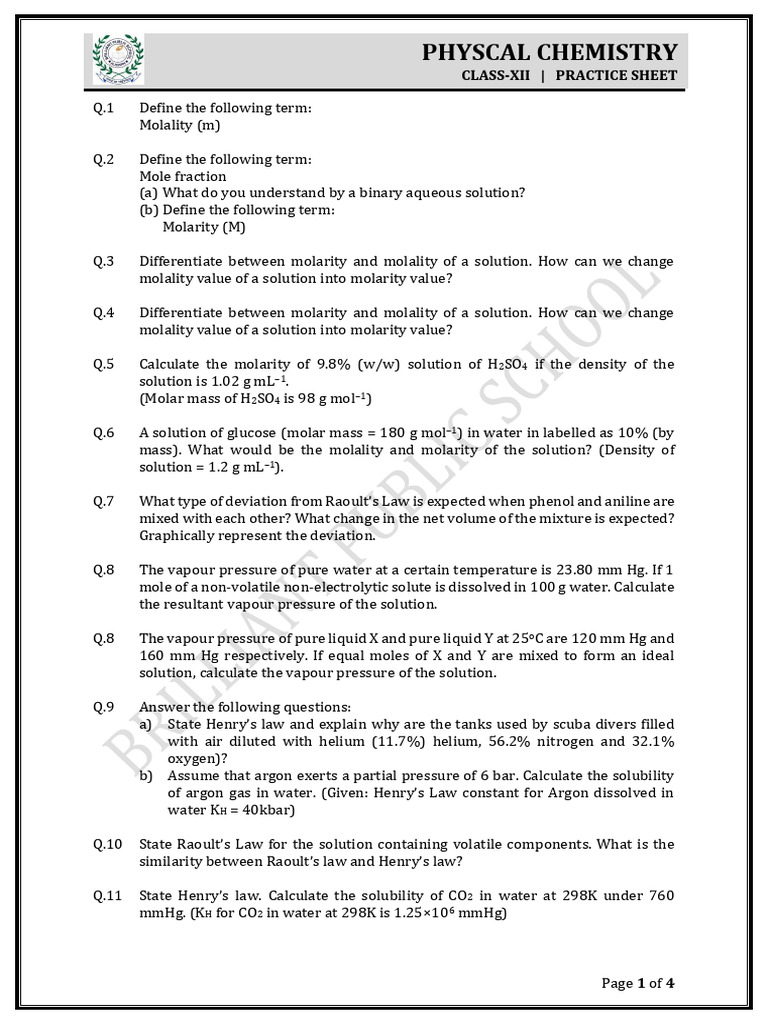 Physical Chemistry (Brilliant) | PDF | Molar Concentration | Physical ...