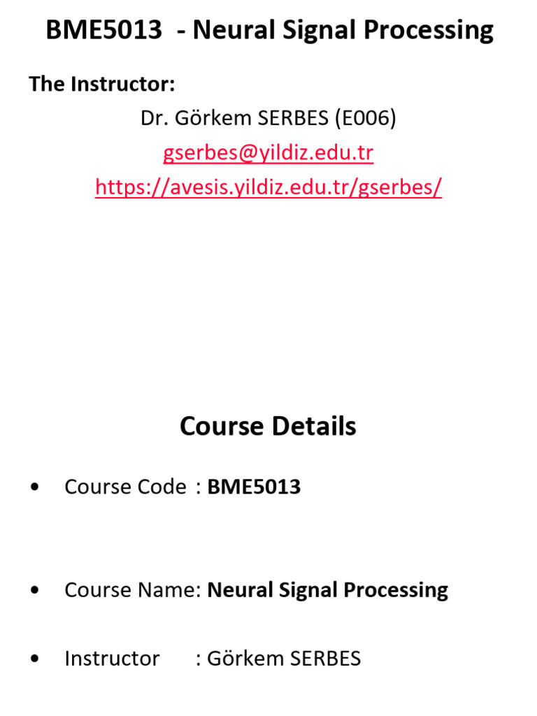 Neural Signal Processing - Lecture5 | PDF