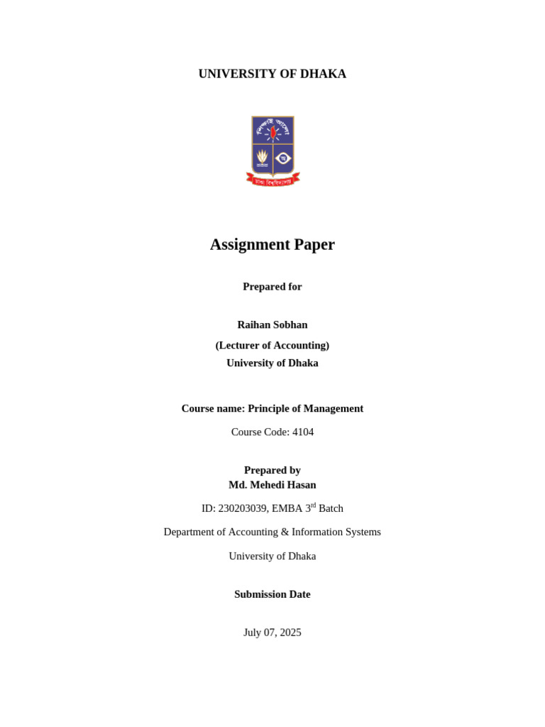 Management Principles Assignment Overview | PDF
