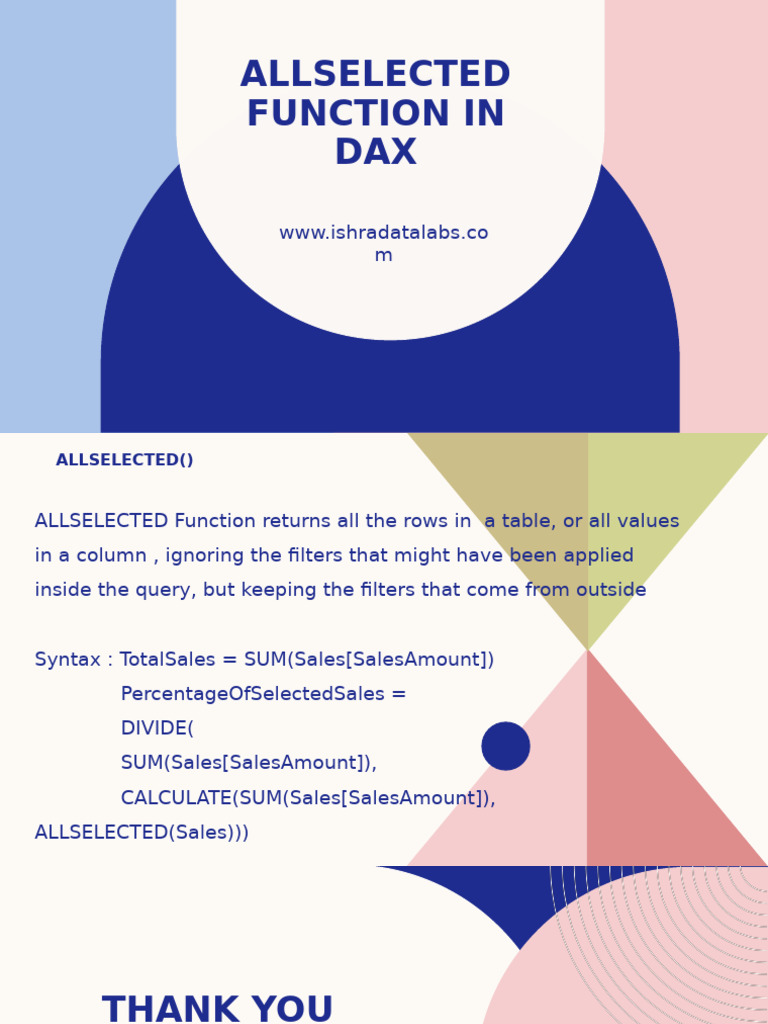 ALLSELECTED Function in Dax | PDF