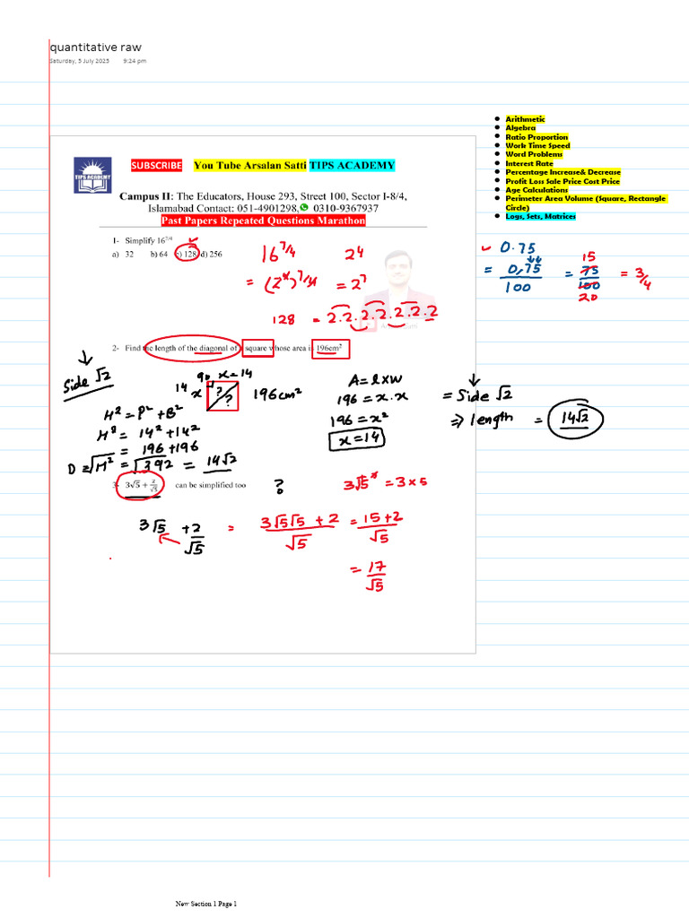 Essential Math Concepts Overview | PDF