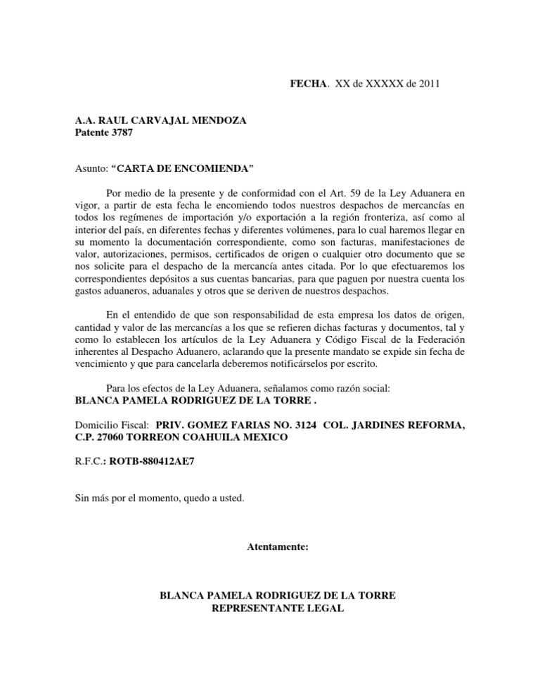 Carta de Encomienda 3787 Raul Carvajal | PDF