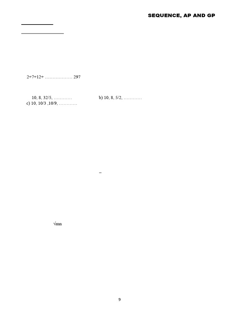 MCQs on Sequences, AP, and GP | PDF | Arithmetic | Mathematical Concepts