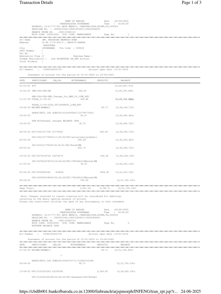 Bank of Baroda Statement - 4 | PDF | Cheque | Banks