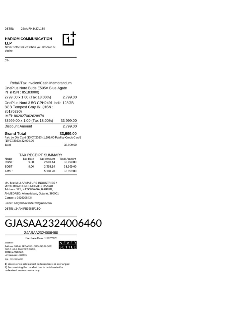 GJASAA2324006460: LLP Hariom Communication | PDF