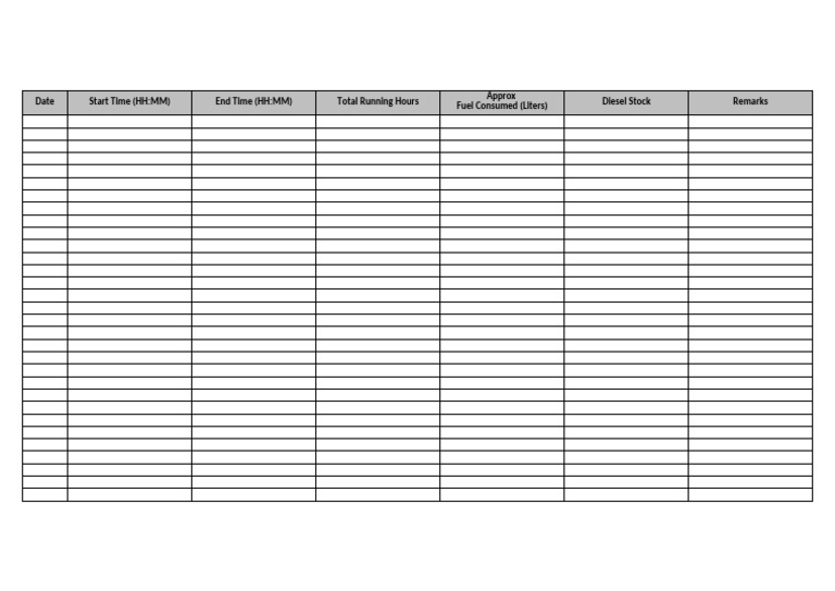 Diesel Generator Daily Running Logbook | PDF