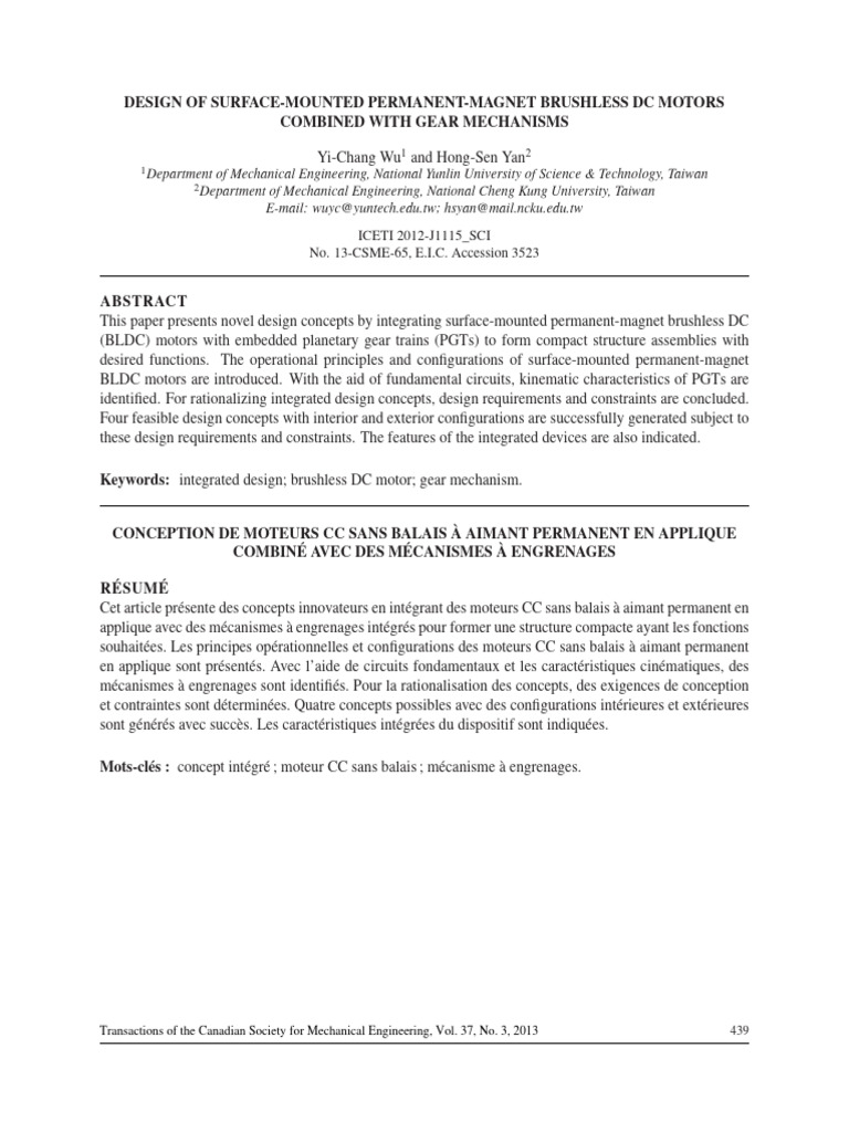Integrated Design of BLDC Motors with Gears | PDF | Electric Motor ...