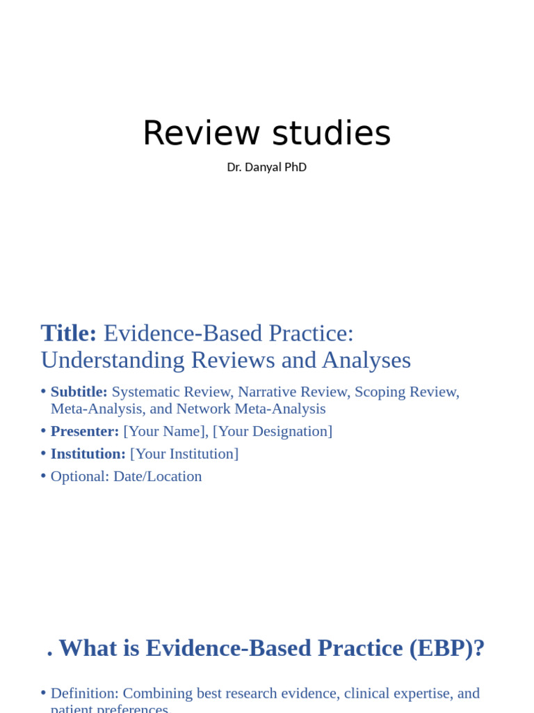Review Studies Ebp | PDF | Systematic Review | Meta Analysis