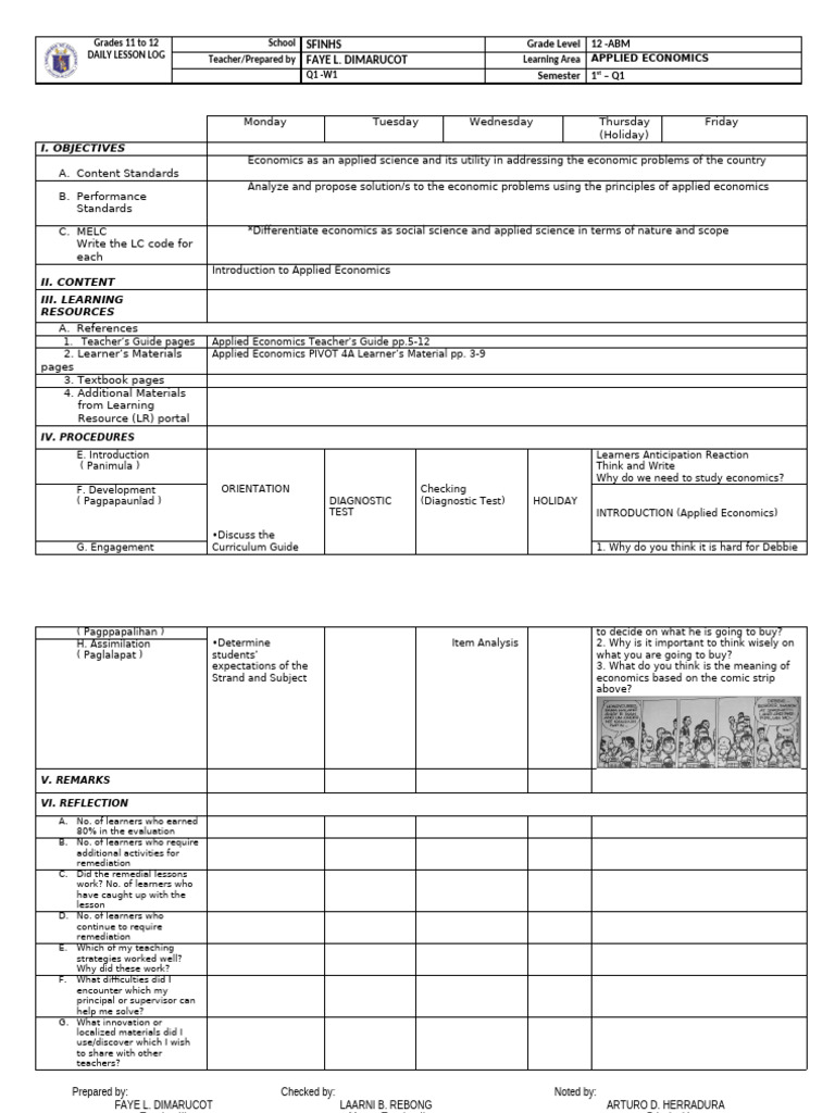 Applied Econ w1 | PDF | Economics | Teachers