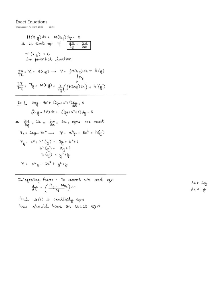 Exact Equations | PDF