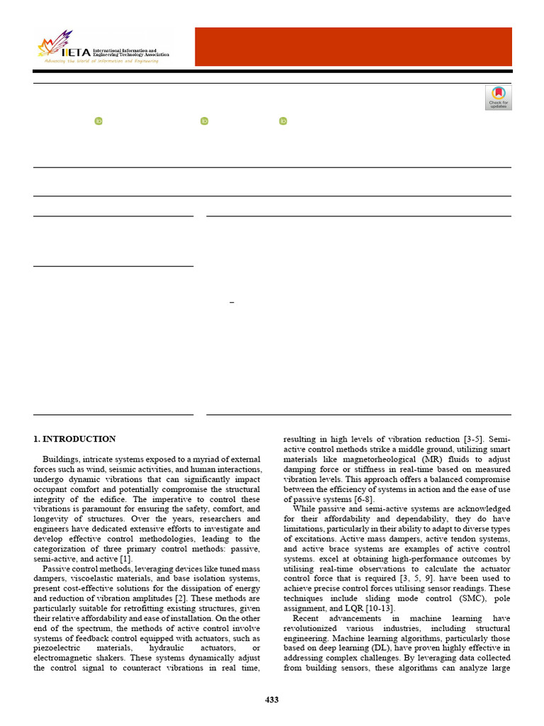 2024 Intelligent Control of Building Vibrations A Transformer - Based Deep Reinforcement ...